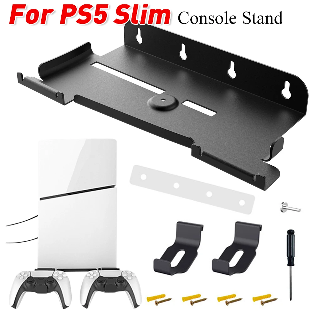 Wall-Mounted-Console-Stand-For-PS5-Slim-Holder-with-2-Controller-Mounts ...