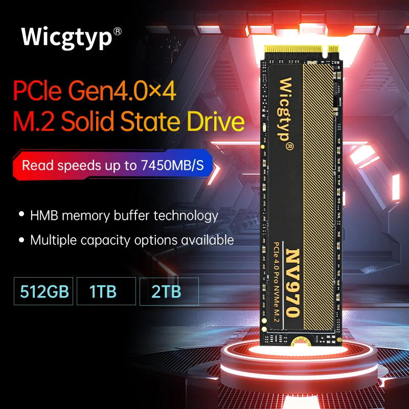 Wicgtyp SSD M.2 NVMe PCIe Gen4.0 x 4 512GB 1TB 2TB Ssd M2 Unidade de estado sólido 22x80mm NVME ...
