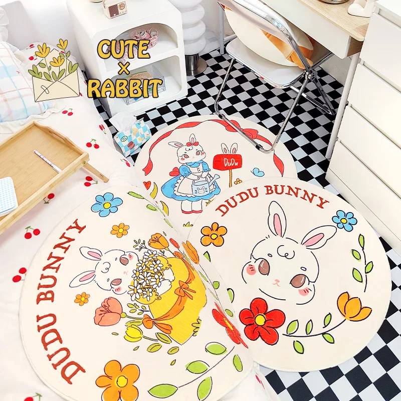 Cute Girl Bedroom Bedside Carpet Rabbit Round Living Room Rug Cloakroom ...