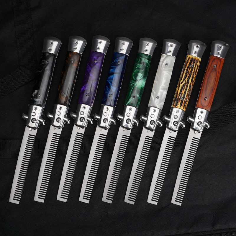 1pcs Automatic Stainless Steel Combs Foldable Knife Brushes Hair ...