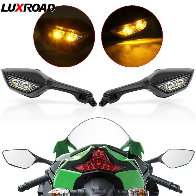 Motorcycle-Rearview-Mirrors-with-LED-Turn-Signals-Lights-for-Kawasaki ...