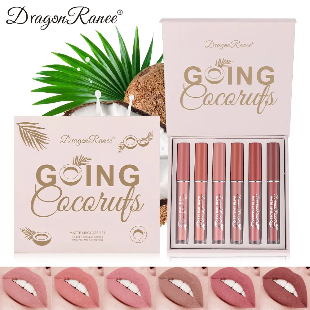 Set of Six Lip Glosses, Matte Mist Lip Gloss, Waterproof, Non-Fading ...