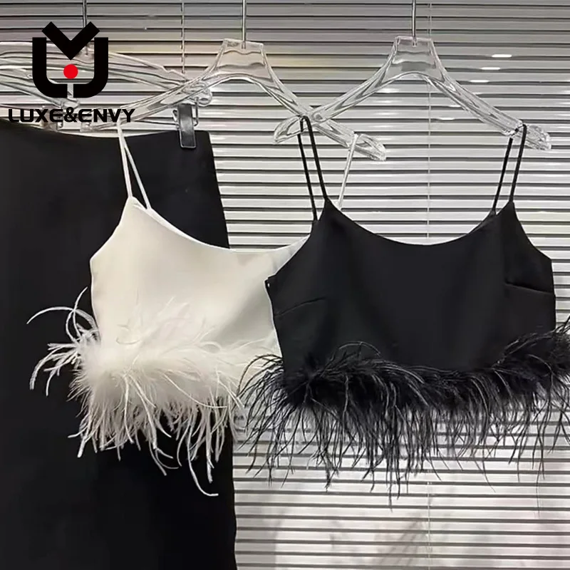 LUXE-ENVY-Style-Design-Feather-Strap-Vest-Women-s-French-2023-Summer ...