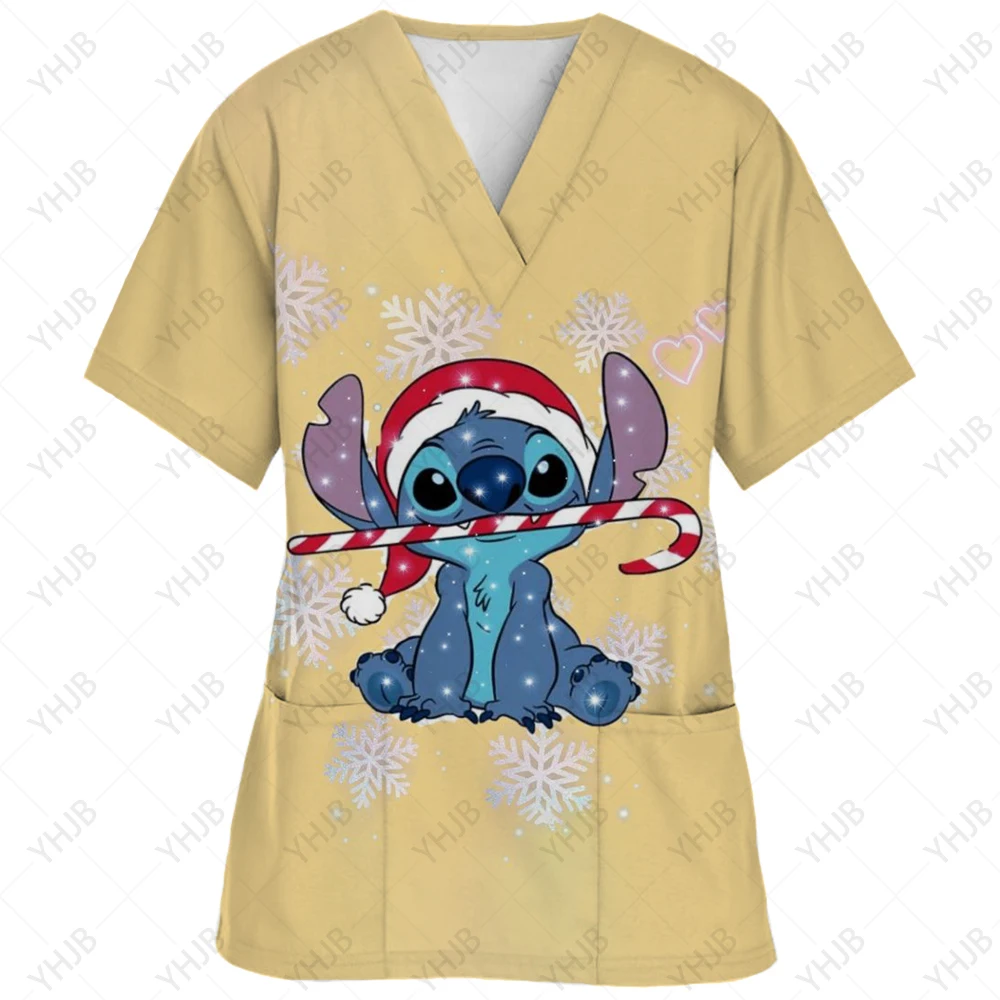 Uniforme de enfermera con estampado de Disney Stitch, uniforme de ...