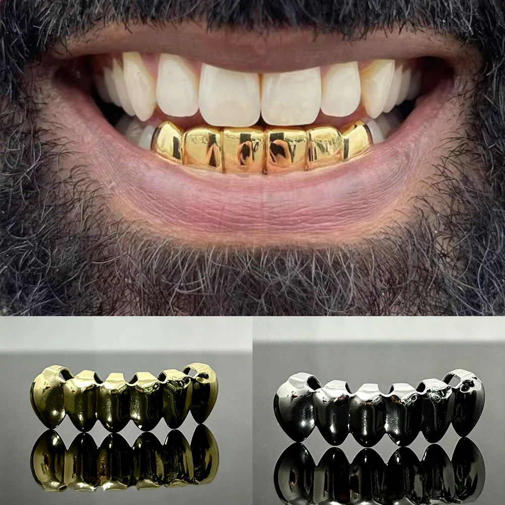 RACHELZ-Classic-6-Bottom-Teeth-Grillz-Braces-Hip-Hop-Gold-Silver-Color ...