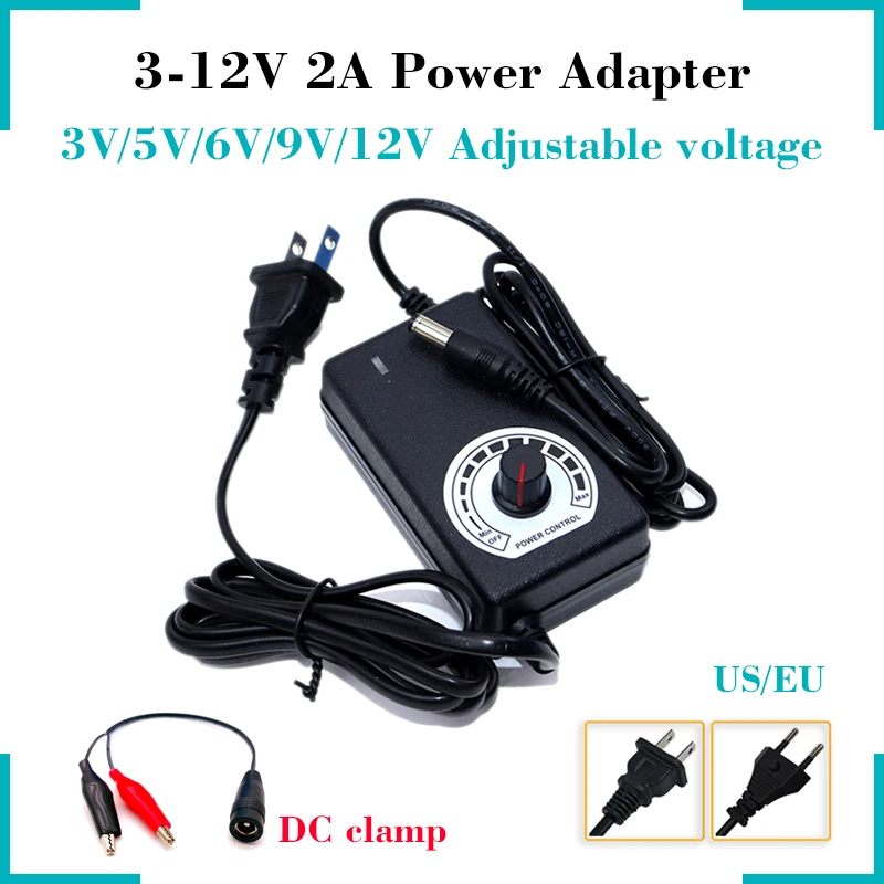 3V-12V 2A Universal Power Adapter AC 100-240V Power Supply 220V To 12V Volt Adjustable voltage ...
