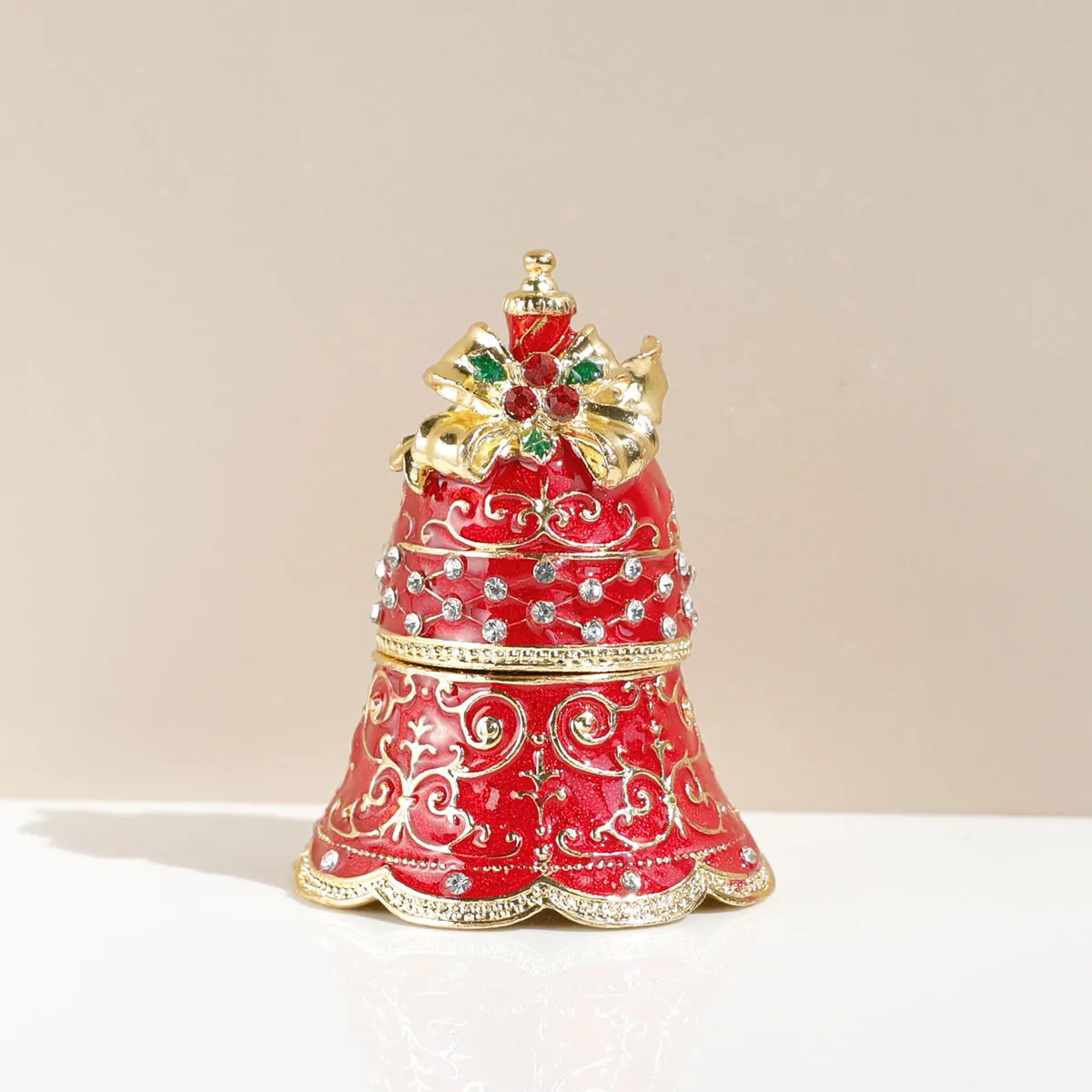 Hinged-Christmas-Bell-Trinket-Box-Rhinestones-Jeweled-Chinese-Red ...