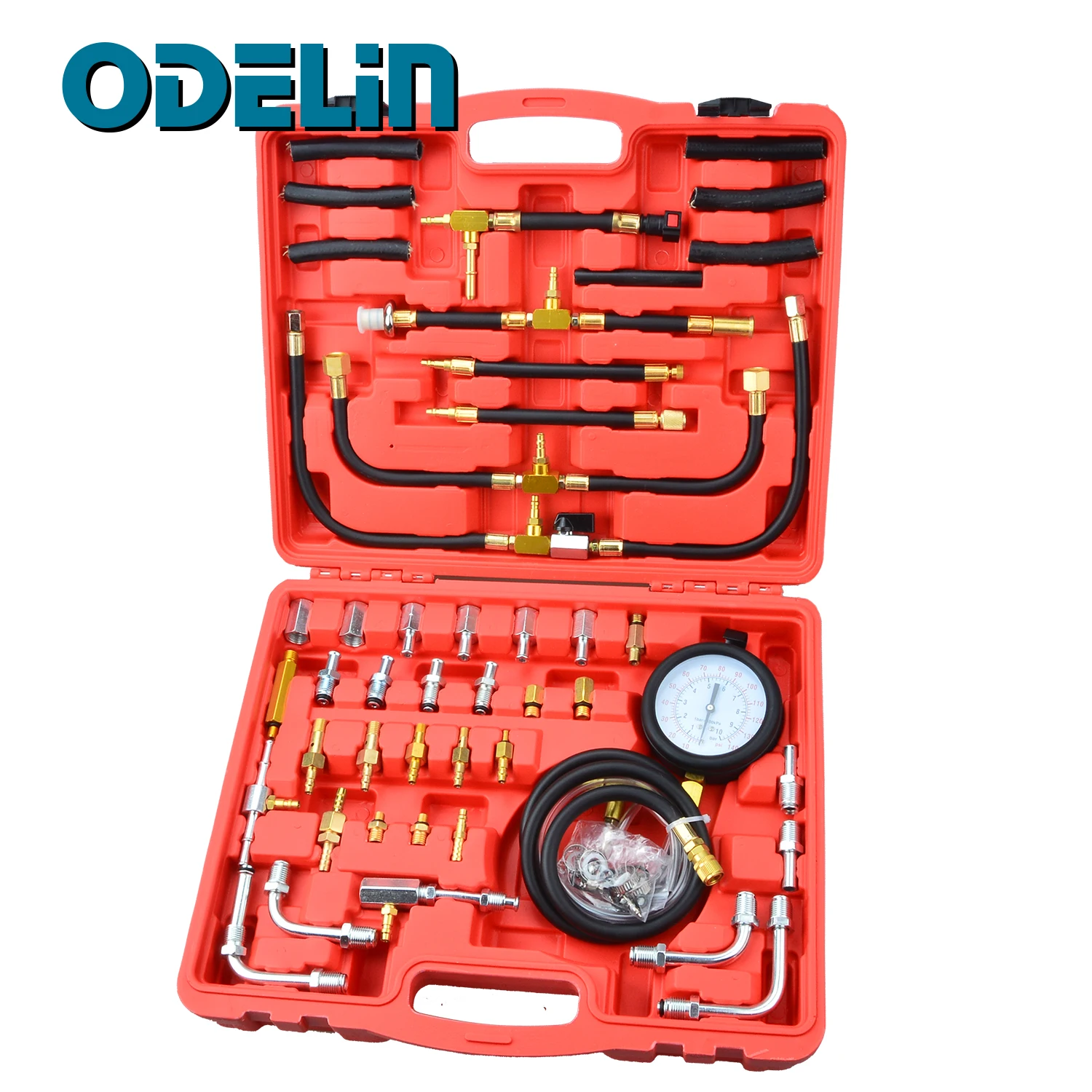 0-140psi Car Fuel Injection Gauge Pressure Tester Test Kit Auto System ...