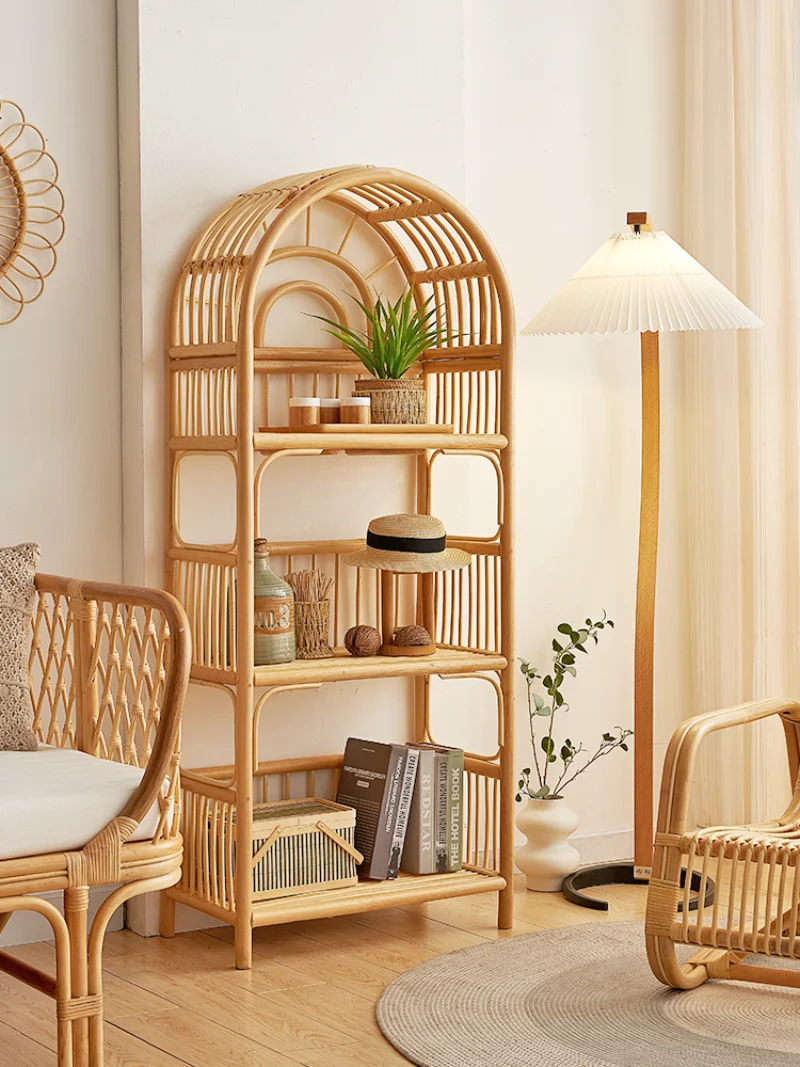 Rattan Woven Bookshelf Southeast Asia Rattan Art Floor-to-ceiling ...