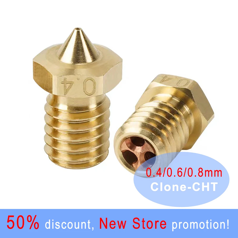 New Clone CHT Nozzle 0.4mm 0.6mm 0.8mm E3D V6 Brass Copper Nozzles High ...