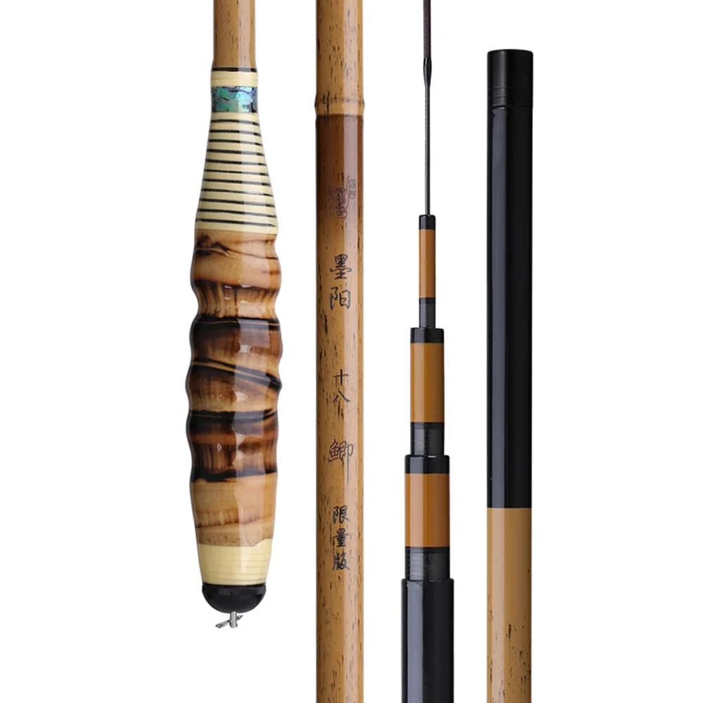 Natural Luohan Bamboo Carp Fishing Rod 2.7m-6.3m Carbon Fiber Hand Pole ...