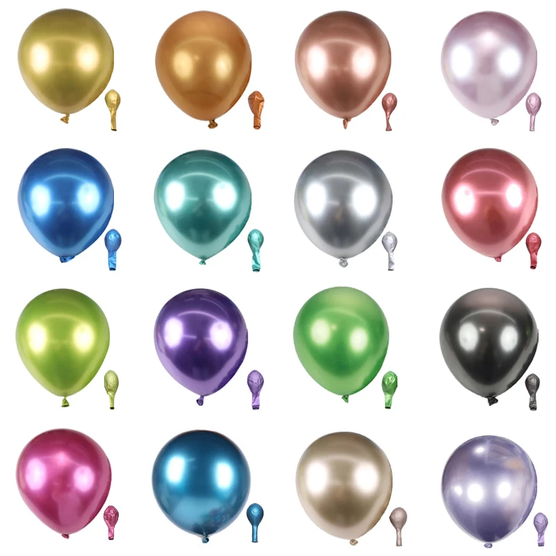 12inch Metallic Birthday Balloons 10/20/30/50Pc Chrome Metal Latex ...
