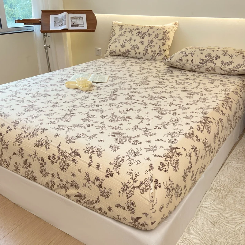 Class-A-Cotton-Bed-Cover-Solid-Color-Bed-Cover-With-Elastic-Band-Anti ...