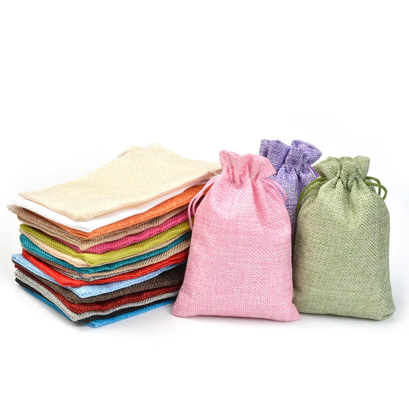 50PCS/Lot Linen Bag Drawstring Burlap Gift Bags Jewelry Packaging ...