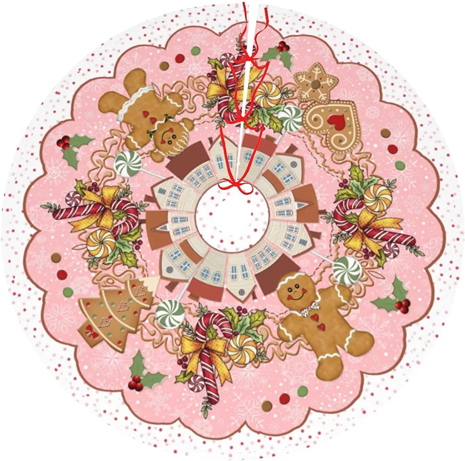 Cute-Pink-Gingerbread-Candy-Christmas-Tree-Skirt-Large-Tree-Mat-Base ...