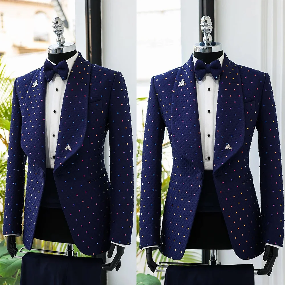 Handmade Wedding Men Suits Modern Tuxedos Groom Wear Shawl Lapel Single ...