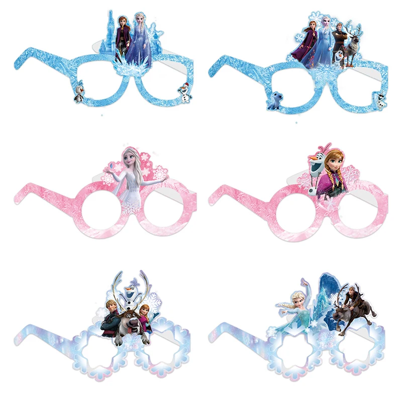 6pcs Disney Frozen Cosplay Eyeglasses Anna Elsa Decor Princess Paper ...