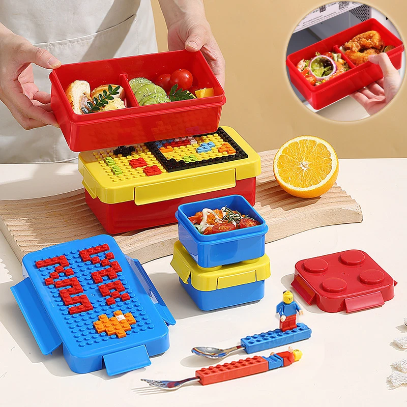 DIY Building Block Lunch Box Microwave Bento Box Creative Food ...