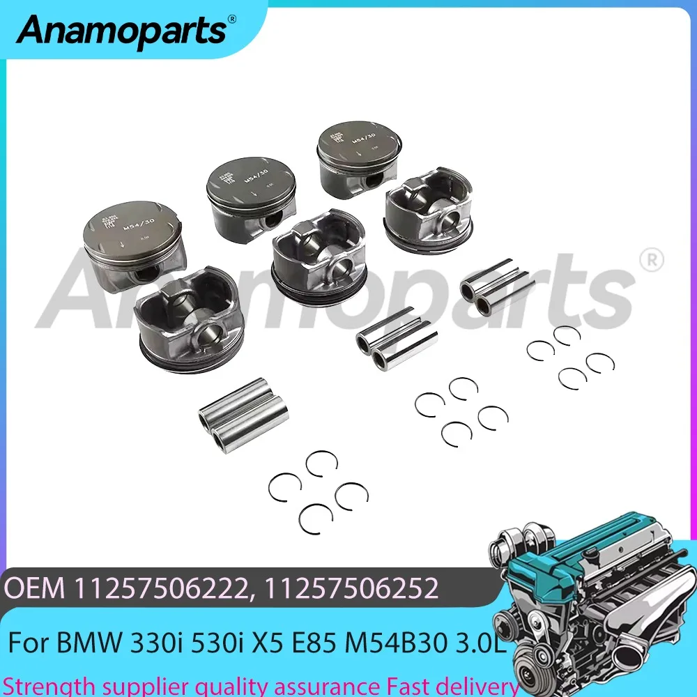 Engine Parts Piston With Rings Set Fit 3.0 L T L6 Gas For BMW 330i 530i ...