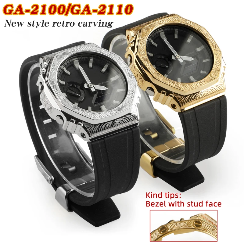 Rubber 3rd Generation For Casio Forg-shock Ga2100 Metal Strap Ga2110 ...