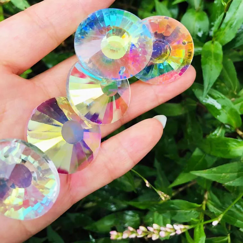 30mm-36pcs-AB-Color-Sun-Disc-Disk-Crystal-Chandelier-Prisms-With-1-Hole ...