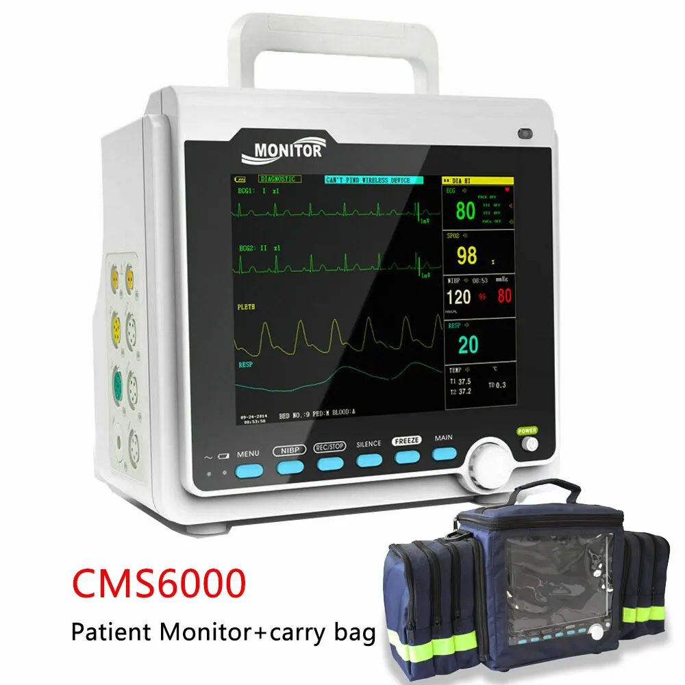 Monitor paciente portátil de cms6000 icu 6 parâmetros ecg nibp spo2 ...