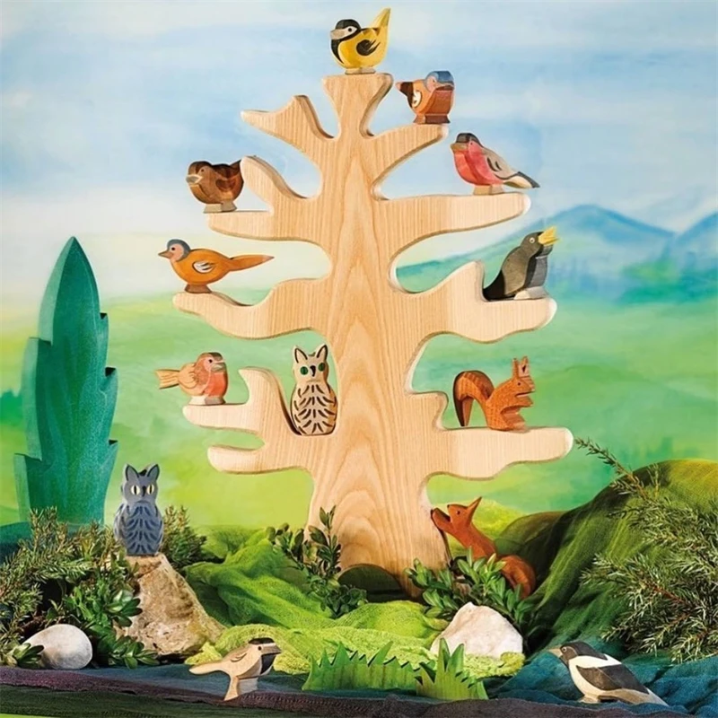 Handmade-Wooden-Bird-Tree-Blocks-Open-Ended-Play-Toys-Playroom-Decor ...