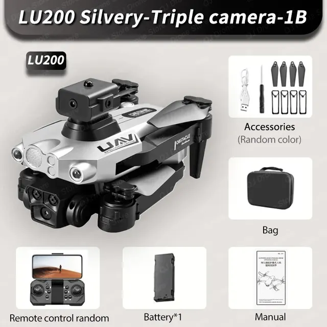 Lu200-Dron teledirigido 8K, cuadricóptero profesional con tres cámaras ...