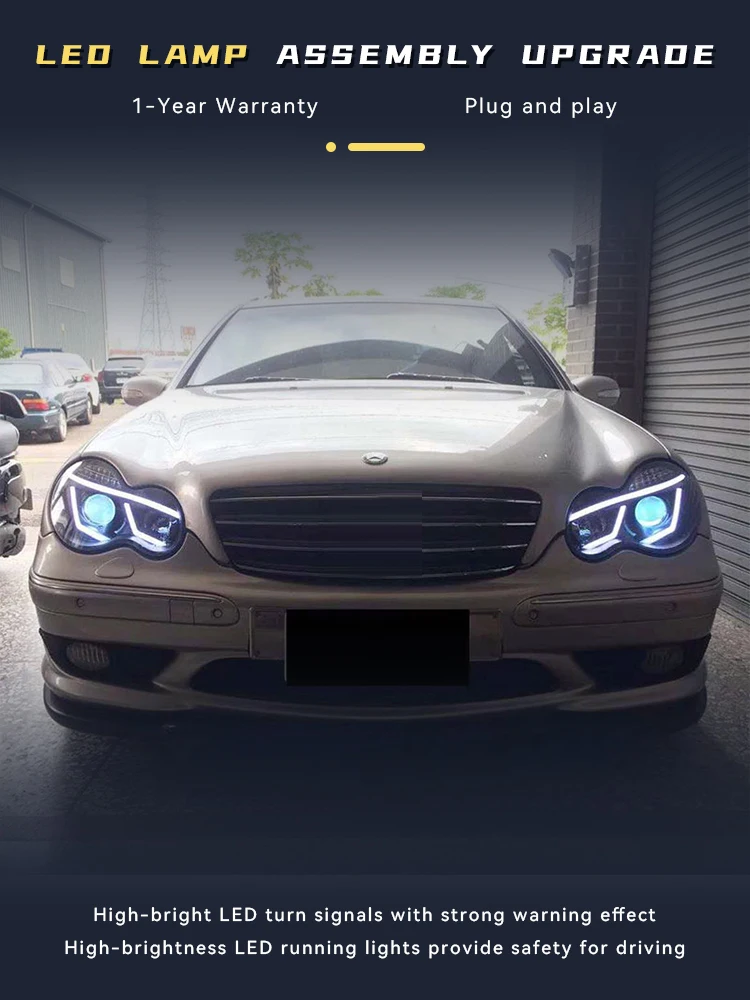 Headlight-For-Benz-W203-C180-C200-C230-C240-C320-2000-2006-LED-Frog-Eye ...
