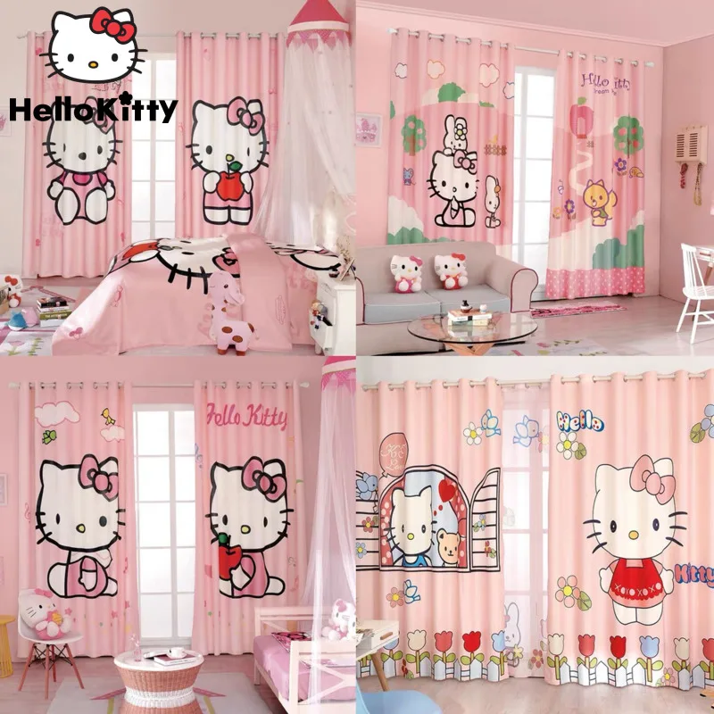 Sanrio cortinas opacas de Hello Kitty para habitación del hogar, tapiz ...