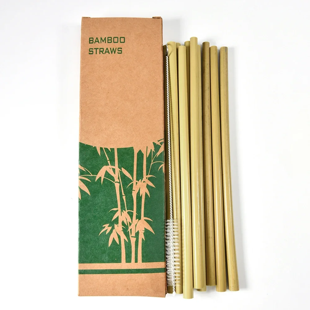 10Pcs-Set-Natural-Bamboo-Straw-Reusable-Drinking-Straws-with-Case-Clean ...
