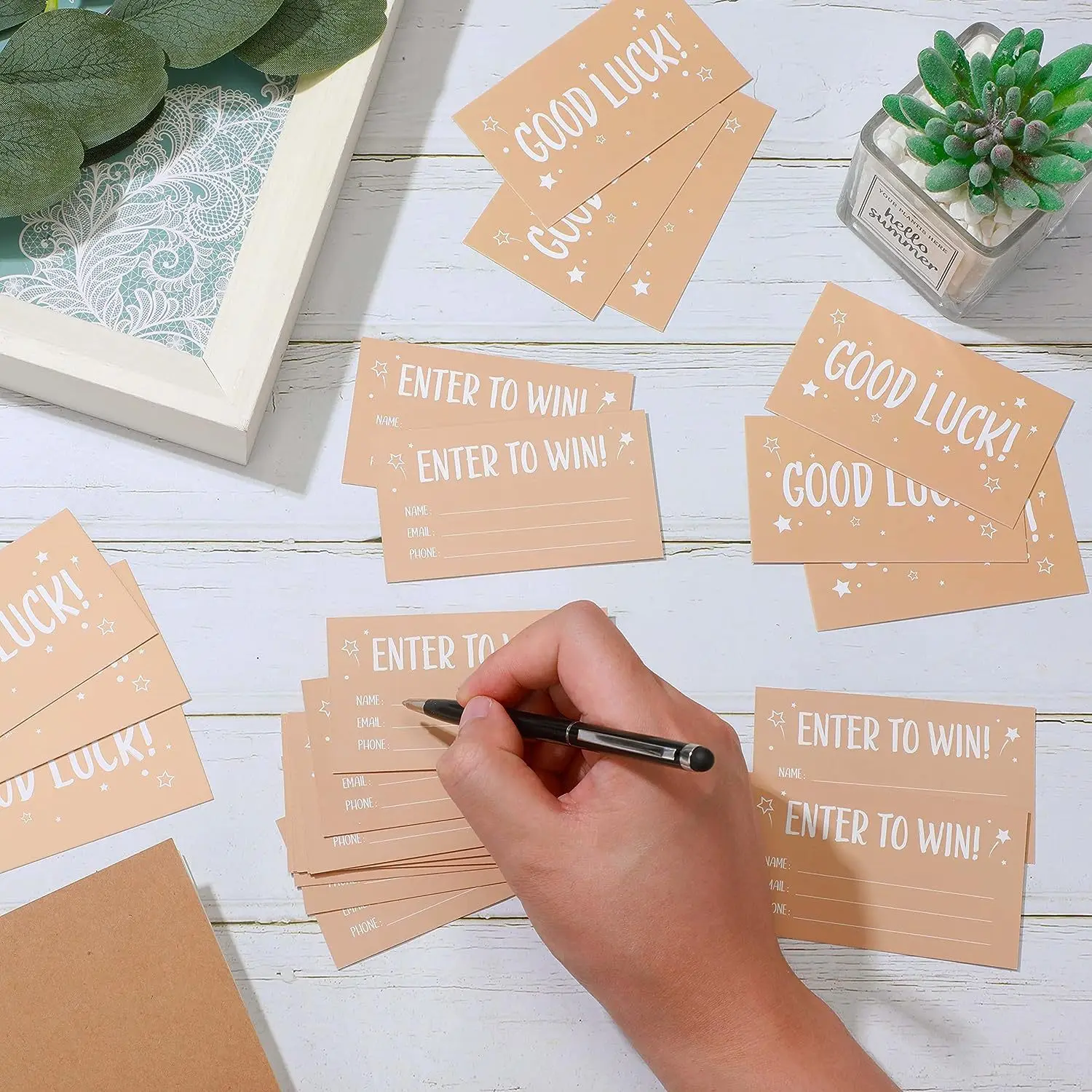 50pcs/pack Name Cards, Phone Number And Email, Raffle Tickets Entry ...
