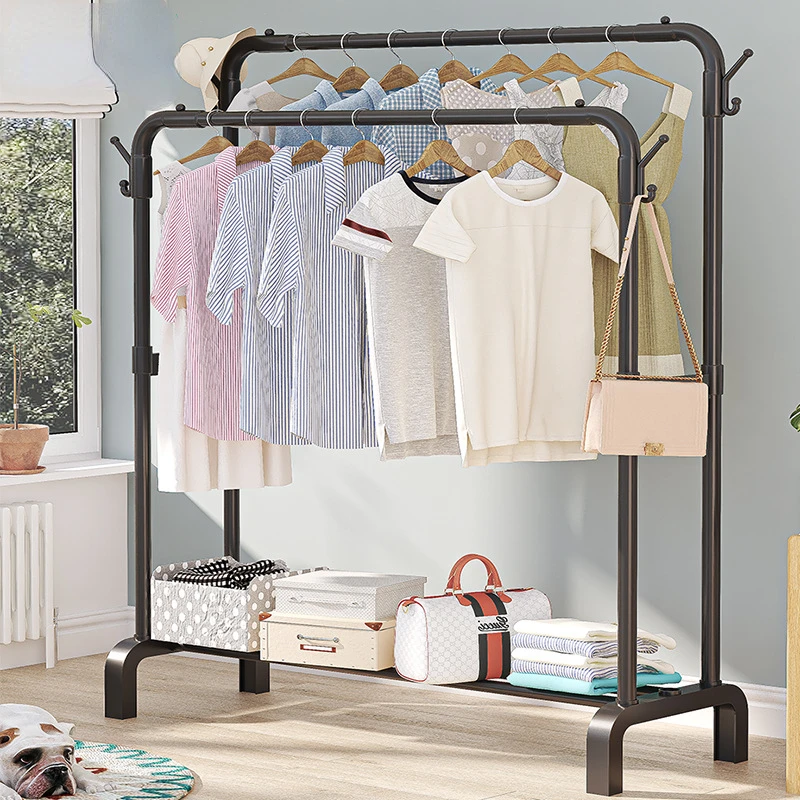 Indoor-Double-Bar-Clothes-Drying-Rack-Floor-Standing-Balcony-Clothes ...