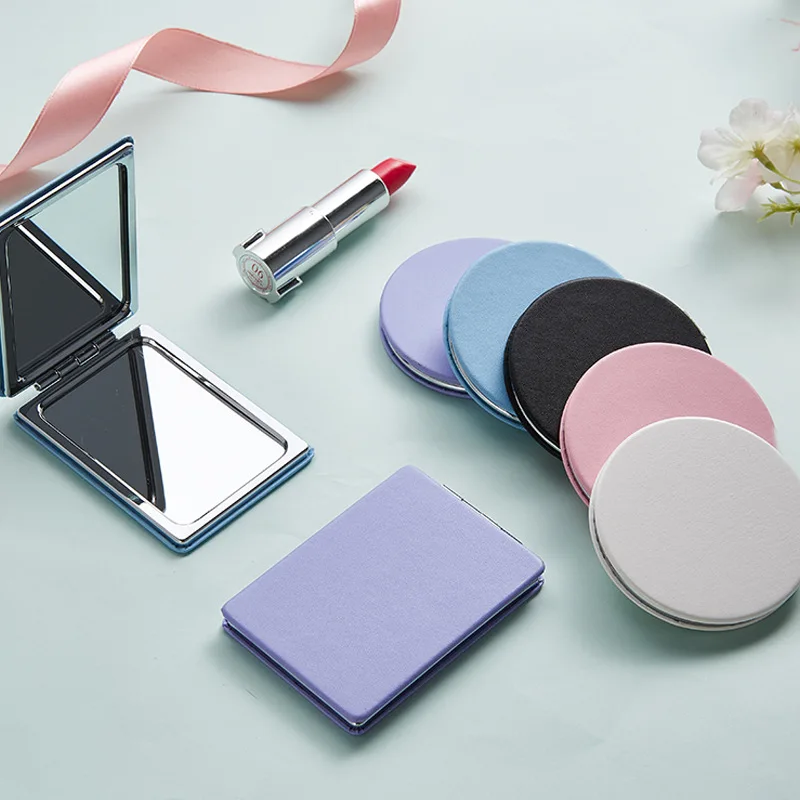 Mini-PU-Makeup-Mirror-Magnify-Foldable-Double-Pocket-Small-Makeup ...