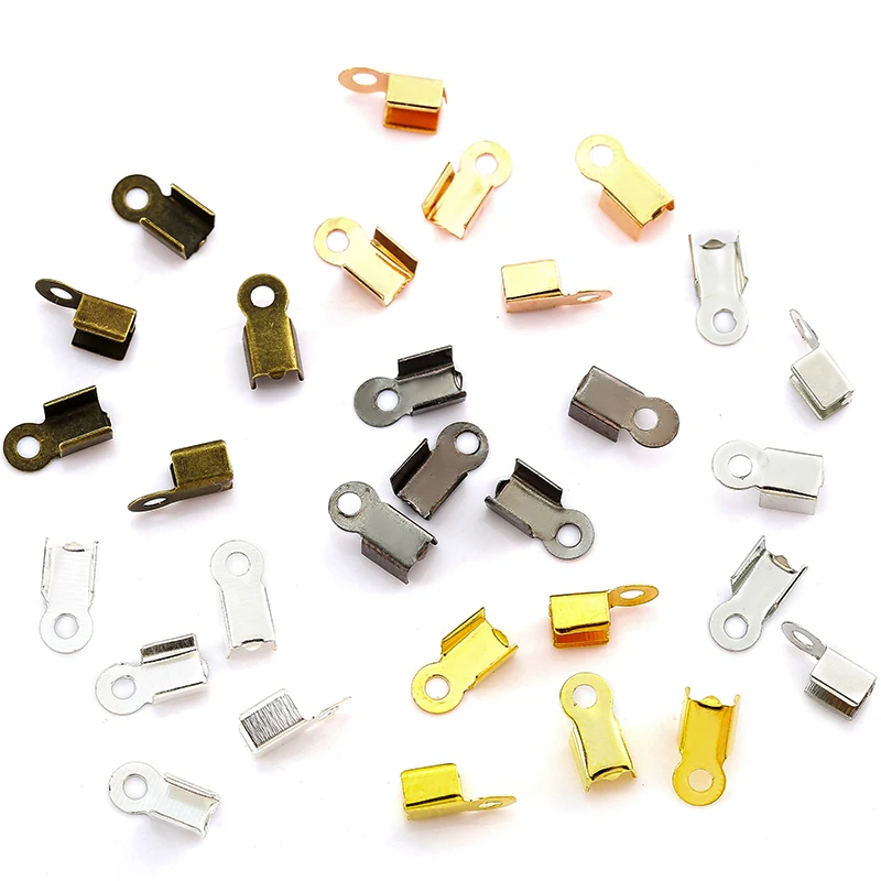 200pcs-3mm-4mm-Metal-Rope-Fastener-Crimp-Fold-Over-Cord-End-Cap-leather ...