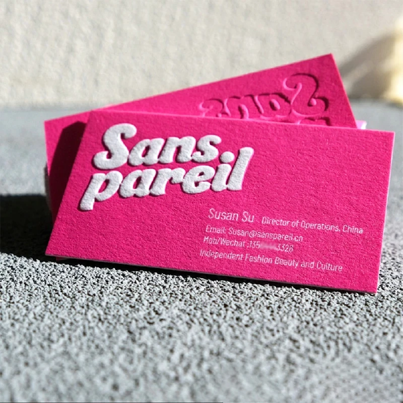 Pantone Color Customized Cards Pink Card Embossed Luxury Card Personal ...