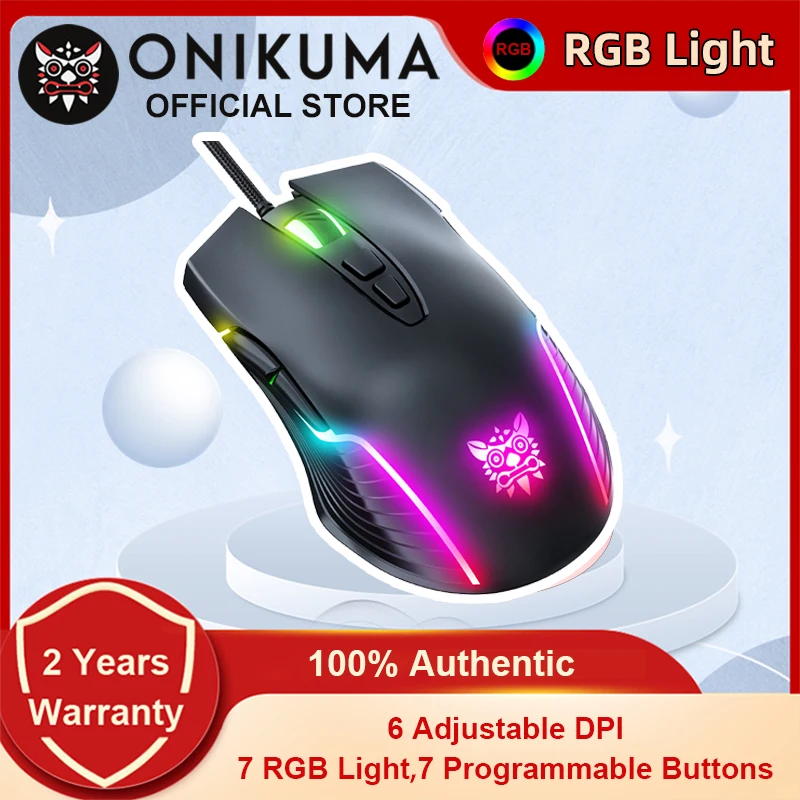 ONIKUMA Gaming Mouse 6 Levels Adjust 6400 DPI 7 Buttons Programmable ...