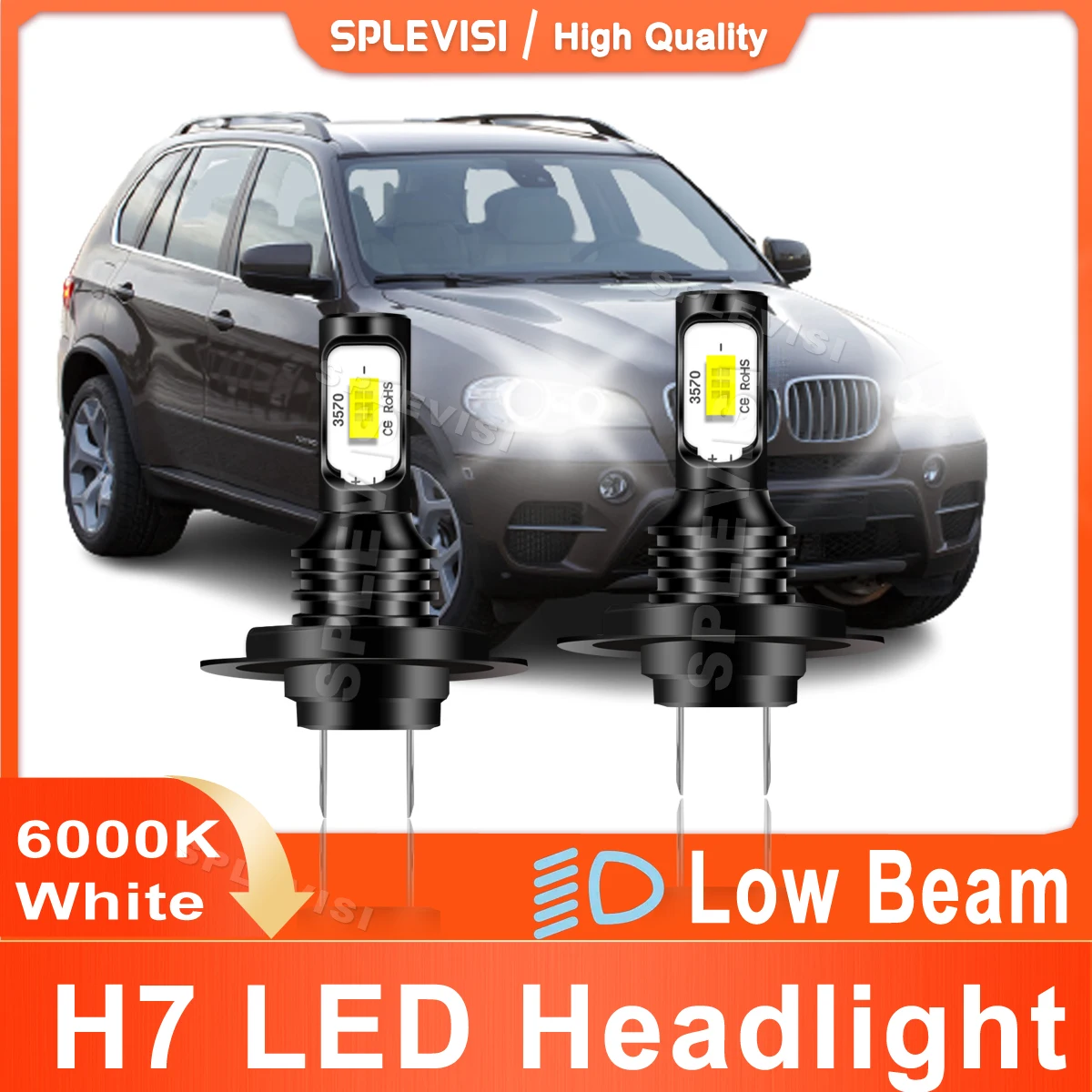 2x-LED-H7-Headlight-Low-Beam-70W-Pure-White-For-BMW-X5-E70-2007-2008 ...
