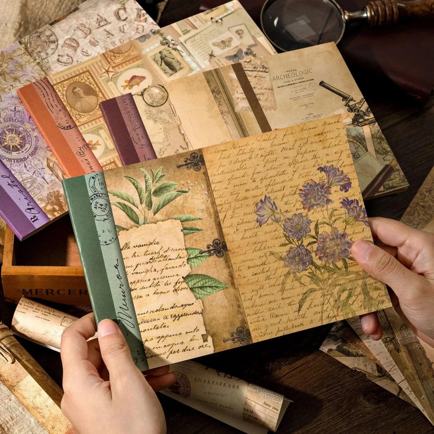 Vintage-Handmade-Distressed-Material-Paper-Notebook-Library-Series ...