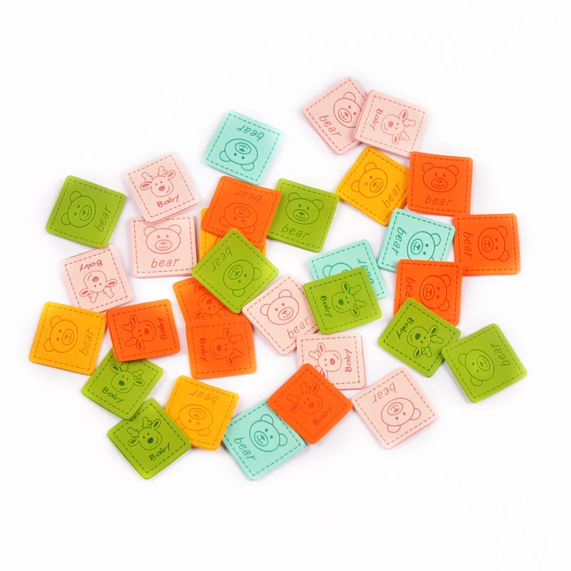 20pcs 20-23mm Mix Colorfull PU Leather Rectangle Appliques For DIY ...