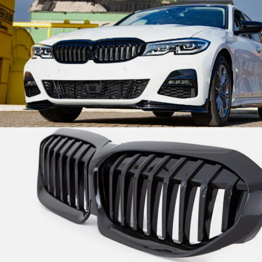 1-Pair-Car-Front-Kidney-Grille-Single-Slat-Front-Racing-Grills-Bumper ...