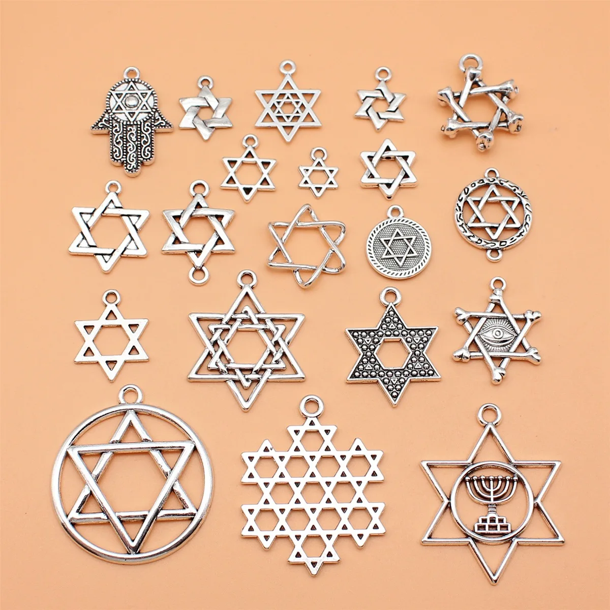20pcs-Antique-Silver-Color-Star-Of-David-Charms-Collection-For-DIY ...