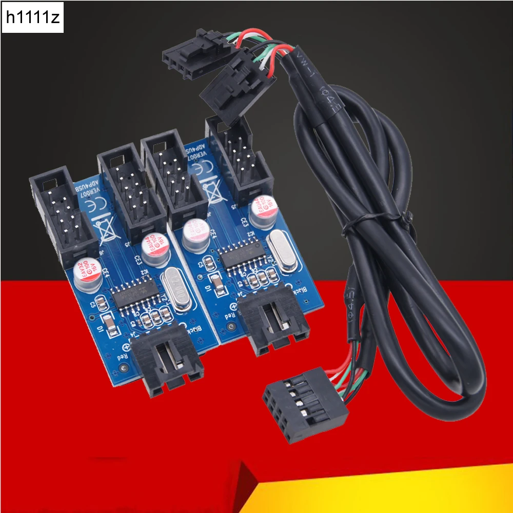 9Pin USB Header Cable Splitter Male 1 to 2/4 Female Extension Cable ...