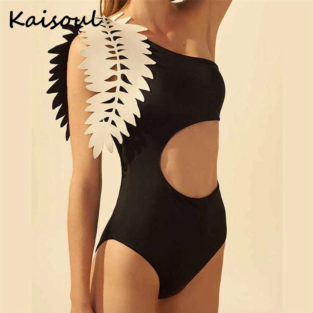 Cut Out One Piece Swimsuit Solid Swimwear Women Push Up New Style