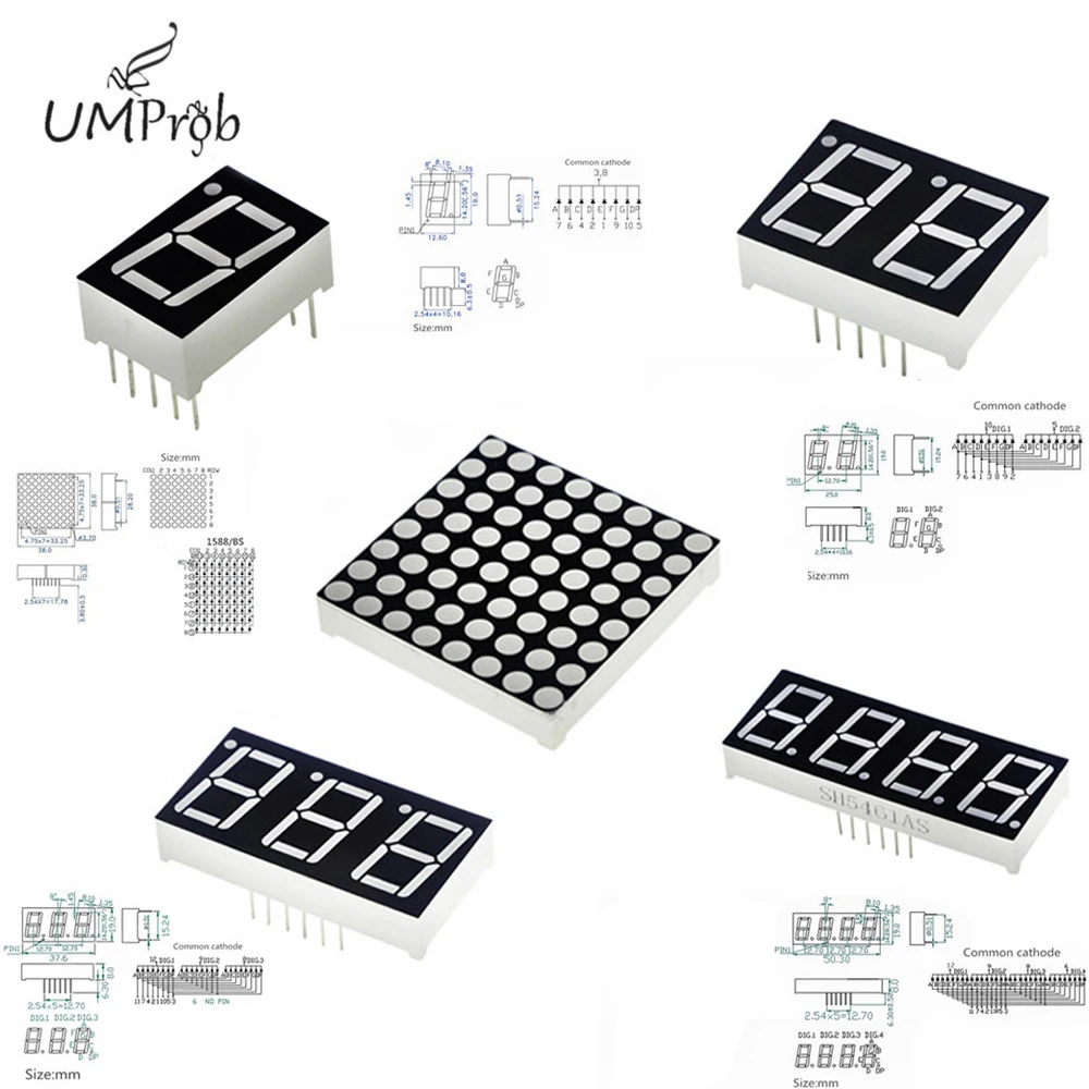 0.56inch 7 Segment 1Bit/2Bit/3Bit/4Bit Digital Tube Red Common Cathode ...