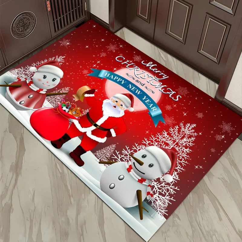 Christmas-Floor-Mats-Red-Santa-Claus-Snowman-Festive-Christmas-Decor ...