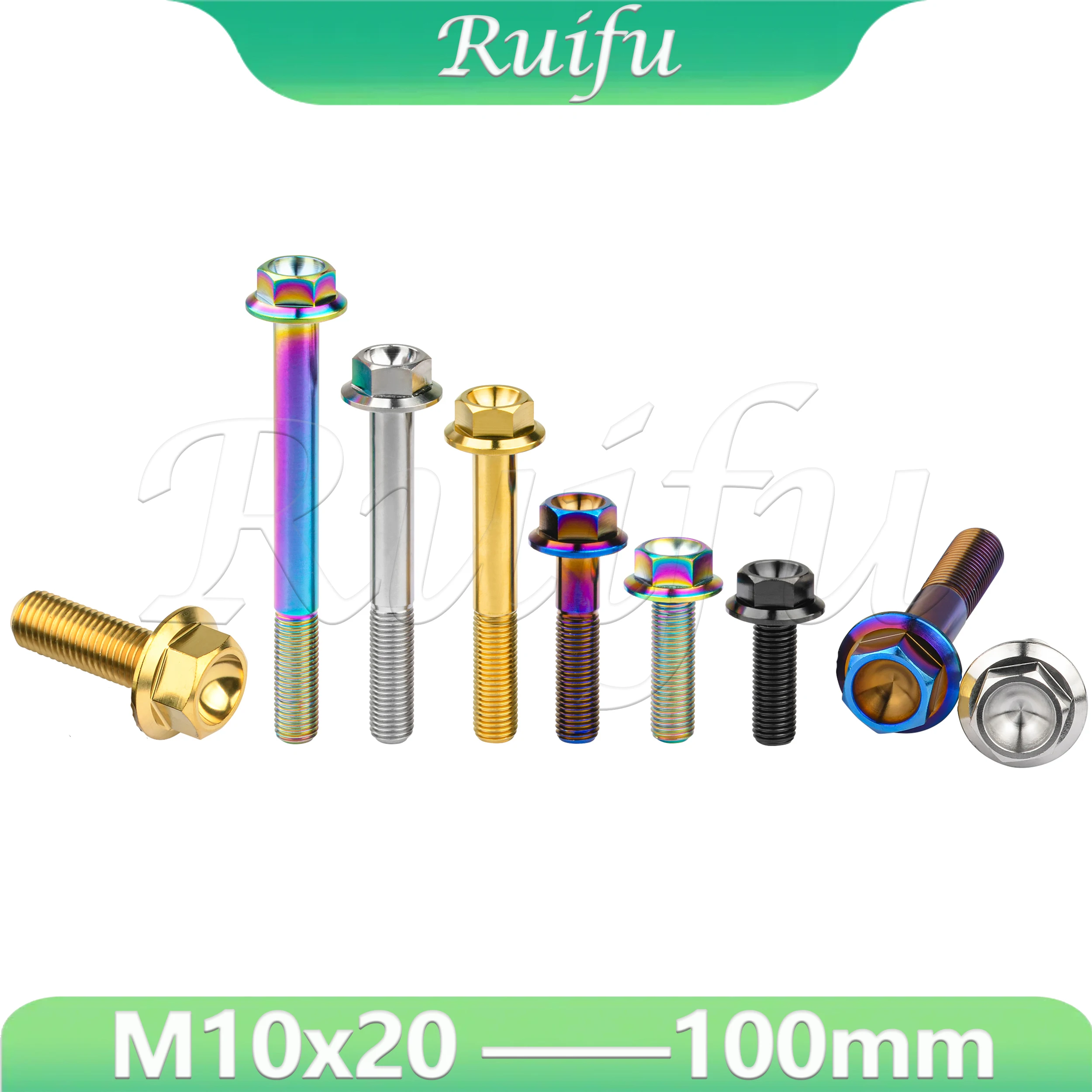 Ruifu Titanium Bolt M10x20 25 30 35 40 45 50 55 60 65 70 75 80 100mm ...
