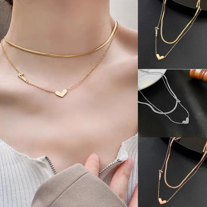 Elegant-Tiny-Love-Heart-Choker-Necklace-Fashion-Women-Titanium-Steel ...