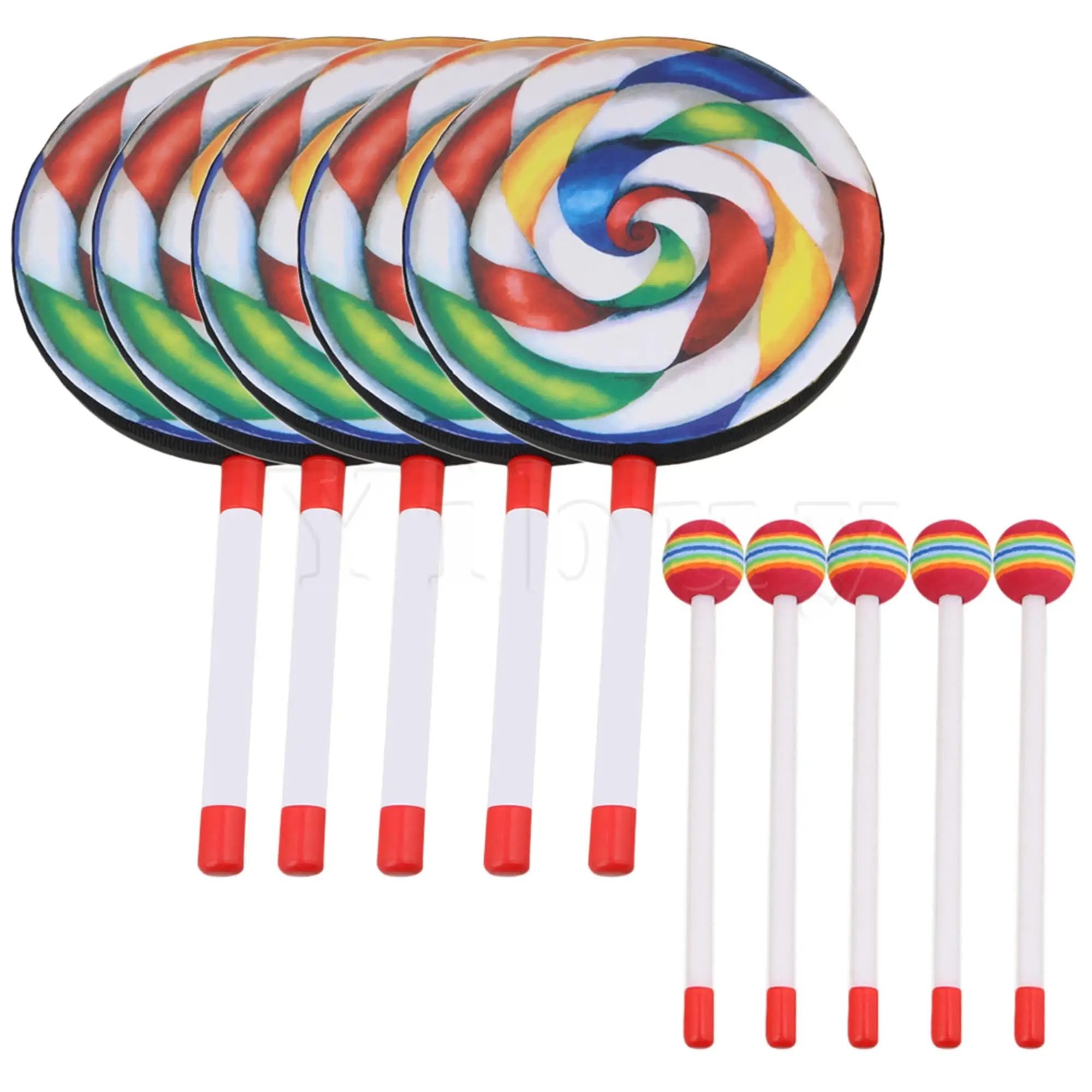 Yibuy-5pcs-7-9inch-Lollipop-Shape-Hand-Drum-Percussion-Musical ...