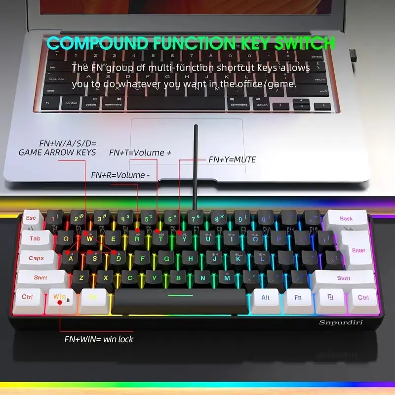 RGB-Backlight-Wired-Mini-Teclado-Gaming-Ultra-Compacto-Imperme-vel ...